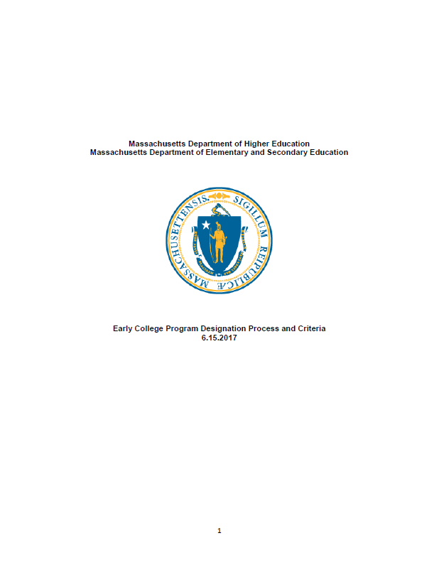 Early College Designation Resources – MA Early College